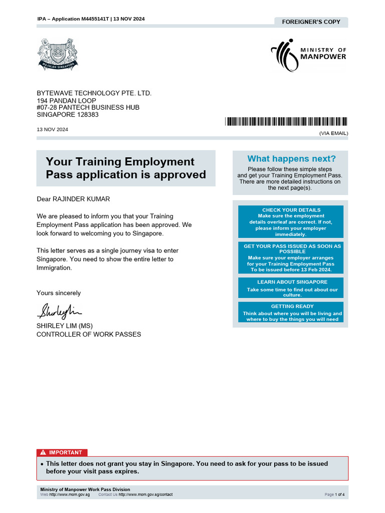 Edited Foreigner IPA Letter M4455141U Rajinder Kumar | PDF | Human Migration | Immigration