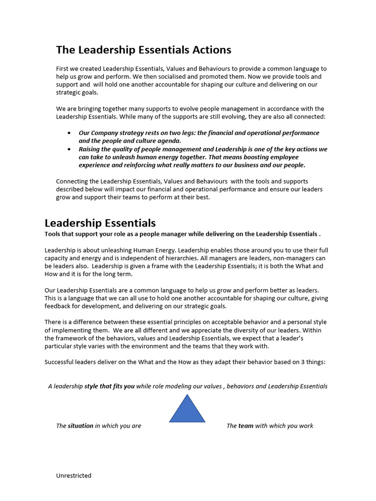 The Leadership Essentials Actions | PDF | Leadership | Behavior