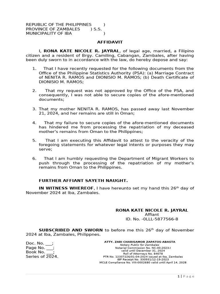 Affidavit Rona Kate | PDF | Affidavit | Evidence