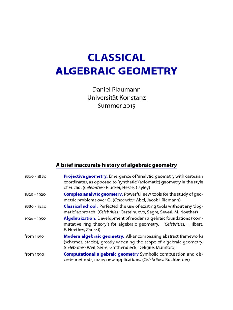Classical Algebraic Geometry | PDF | Algebraic Geometry | Geometry