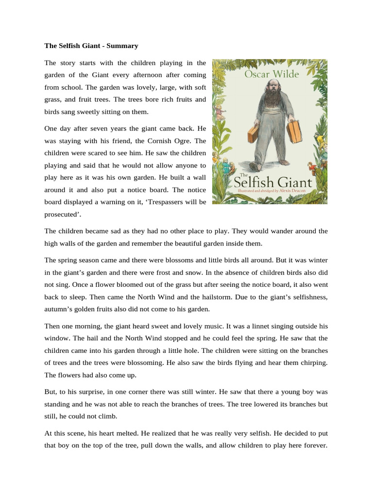 Summary of The Selfish Giant | PDF | The Happy Prince And Other Tales