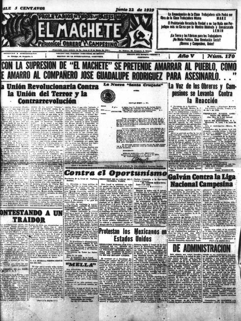 El Machete N.170 Junio 1929 | PDF