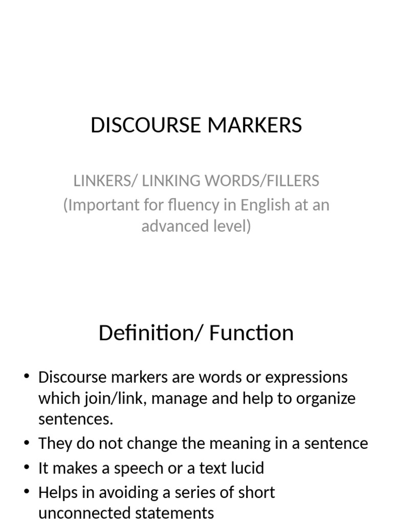 Discourse Markers | PDF