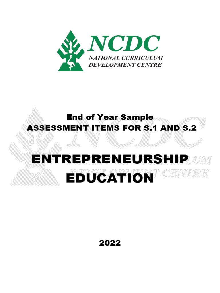 NCDC Ent Sample Assessment Items S1 and S2 2022 | PDF ...