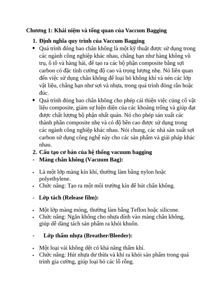 khái niệm và cấu tạo cảu vaccum bagging | PDF