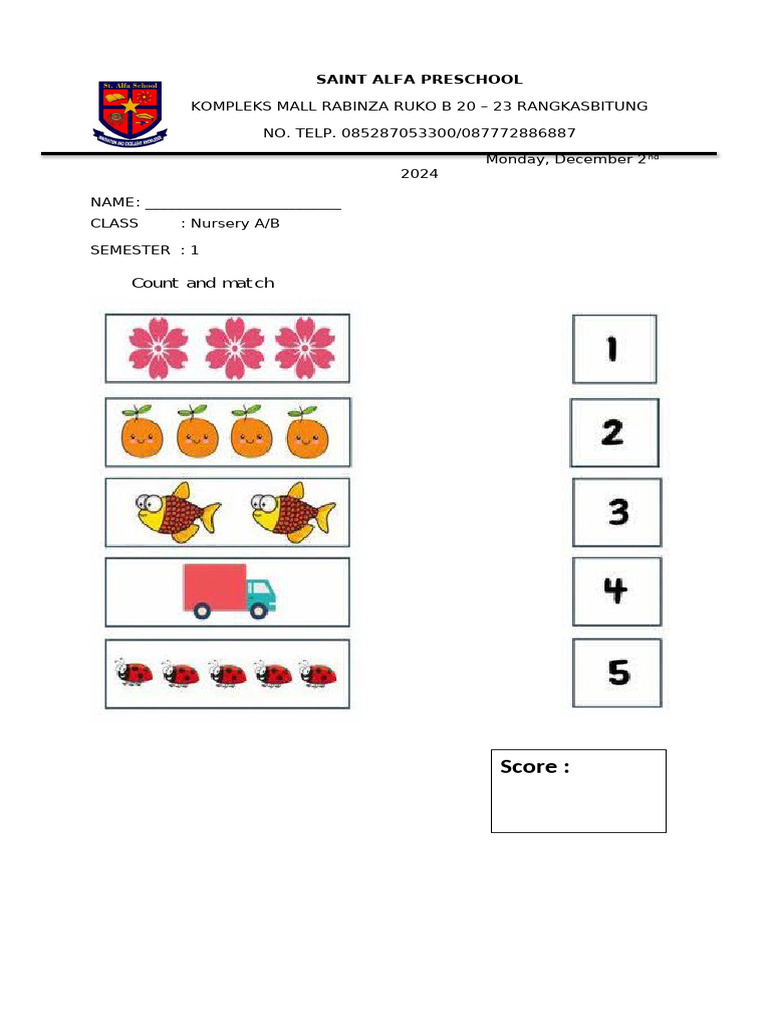 Mon Count and Match | PDF