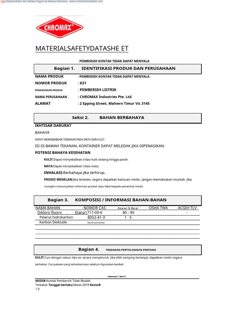 MSDS CHROMAX CCNF1 Indo | PDF