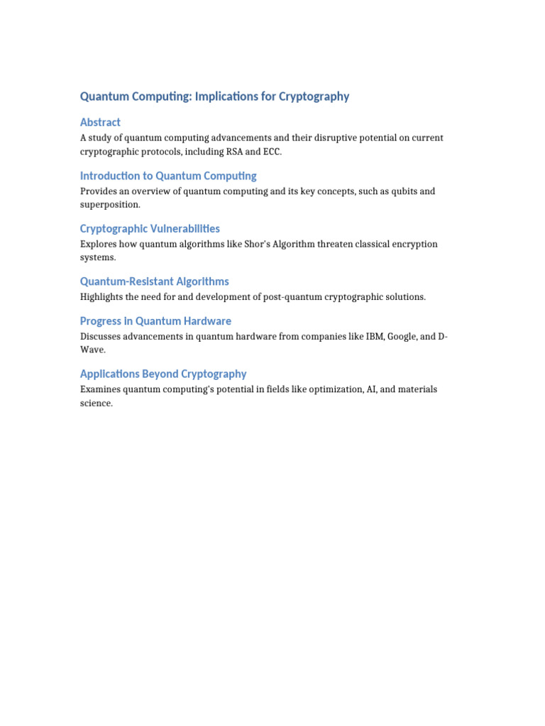 Quantum Computing Implications For Cryptography | PDF