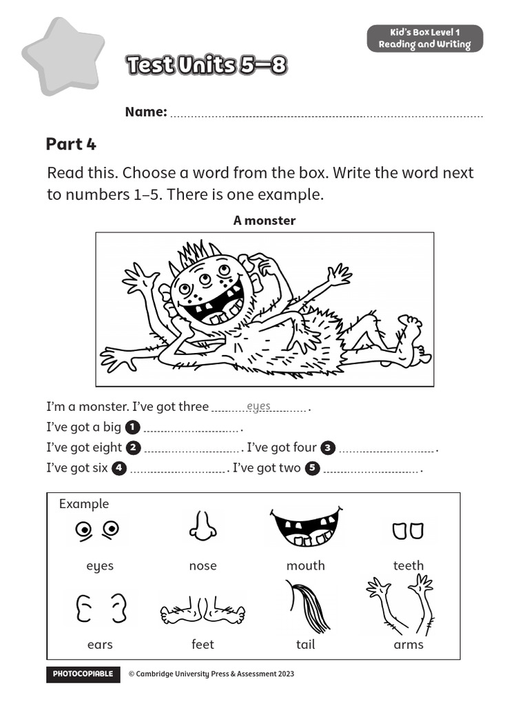 Kid's Box Level 1 Test Units 5-8 | PDF