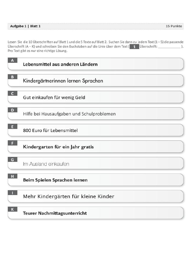 Lesen A2.1 Đề 2 | PDF