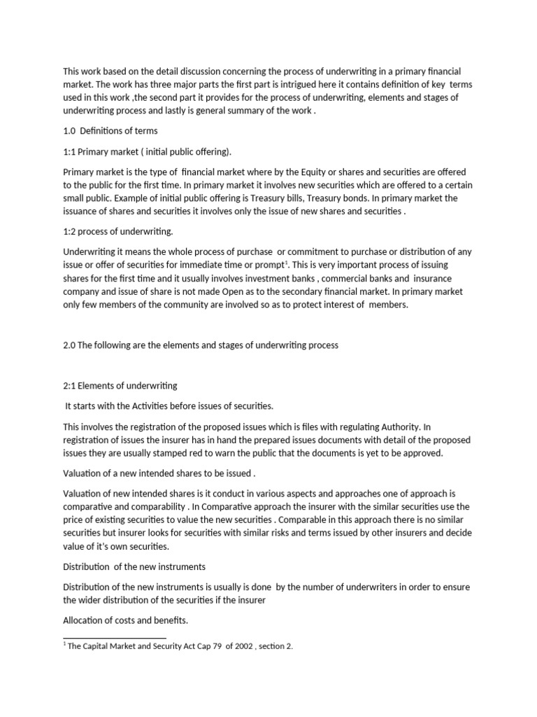 Understanding Underwriting in Primary Markets | PDF | Securities ...