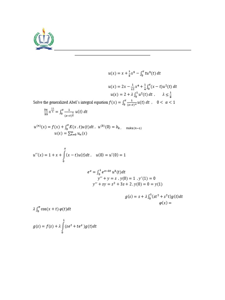 8th Semester Integral Equation | PDF | Integral Equation | Teaching ...