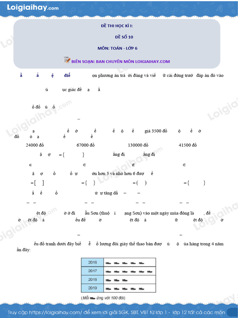 De Kiem Tra Hoc Ki 1 Toan 6 de So 10 Chan Troi Sang Tao 1671165636 | PDF