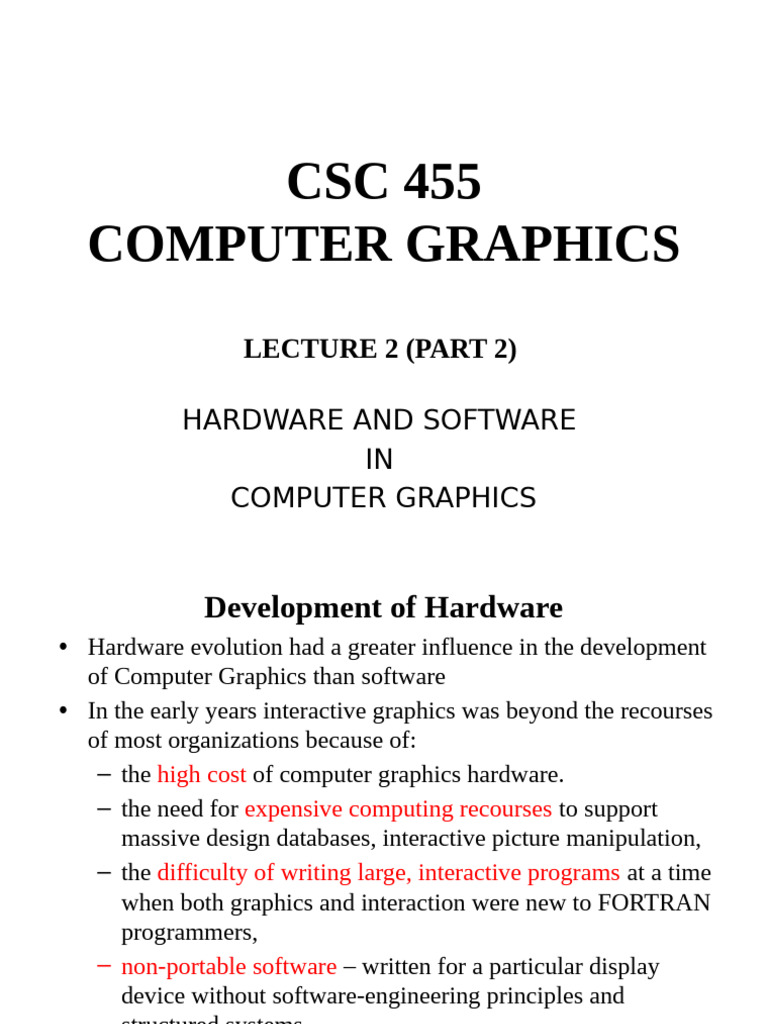Lecture 2 (Hardware and Software in Computer Graphics) | PDF | Computer Monitor | Liquid Crystal ...