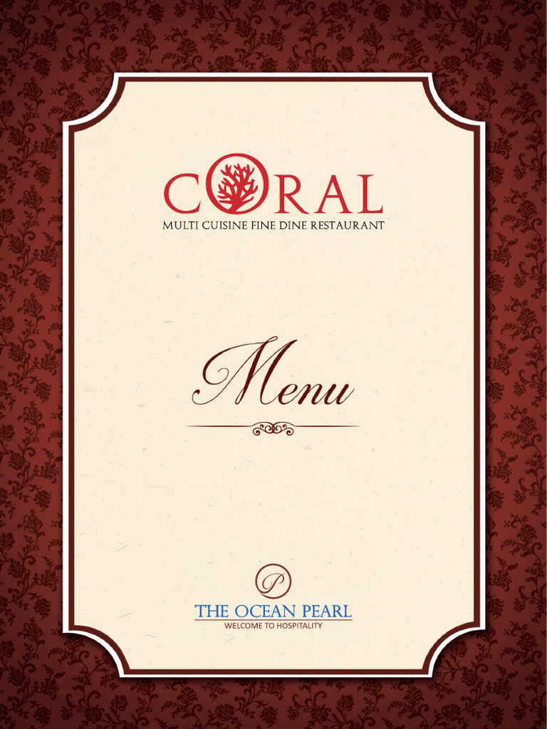 Coral Menu - The Ocean Pearl Gardenia & Retreat | PDF