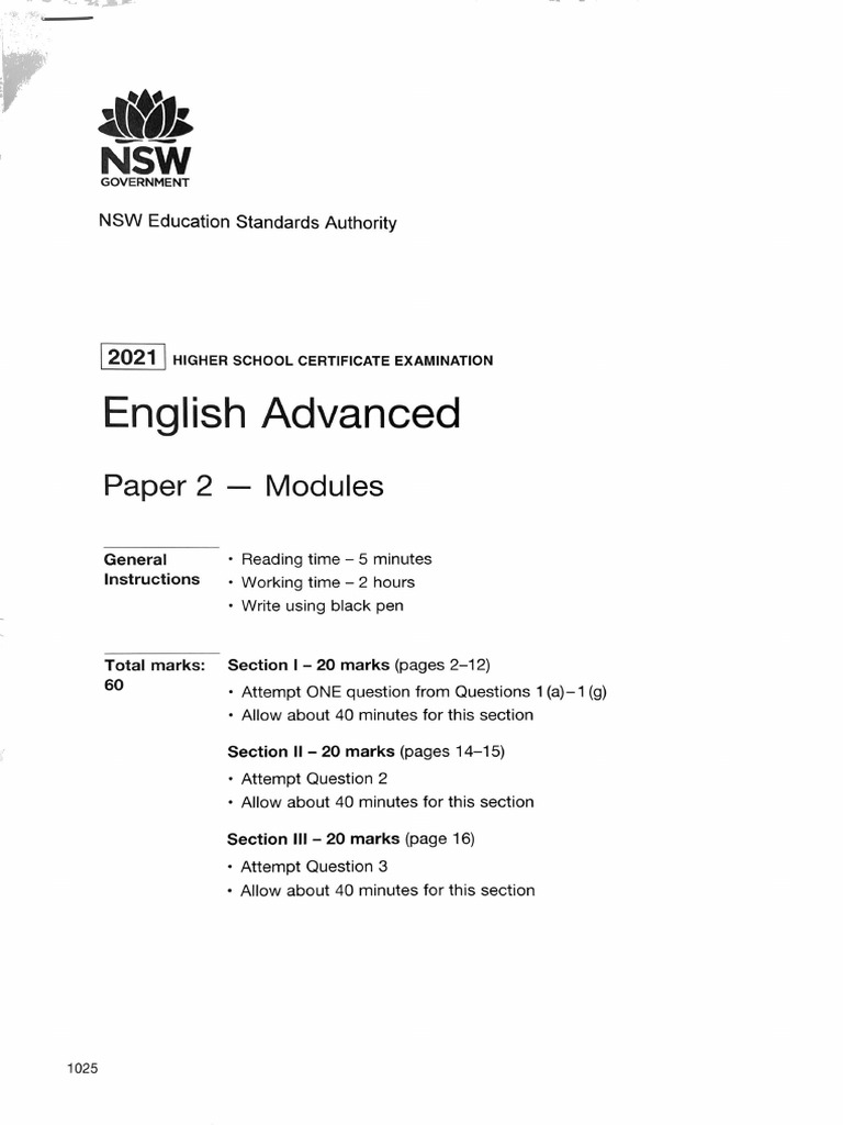 English Advanced 2021 Paper 2 | PDF