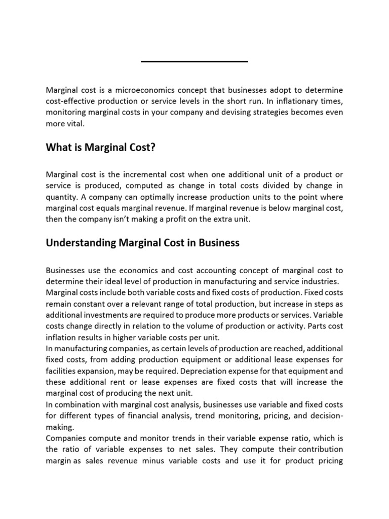 Marginal Cost | PDF | Marginal Cost | Average Cost