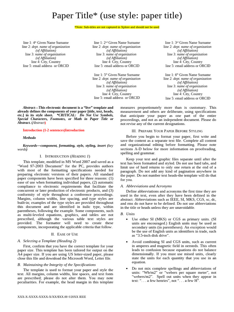 Conference-Template-A4 2 | PDF | International System Of Units | Bracket