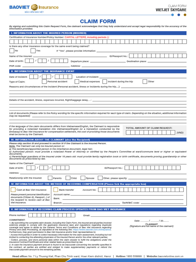 (VJ Sky Care) 5. Claim Form | PDF | Insurance | Legal Guardian