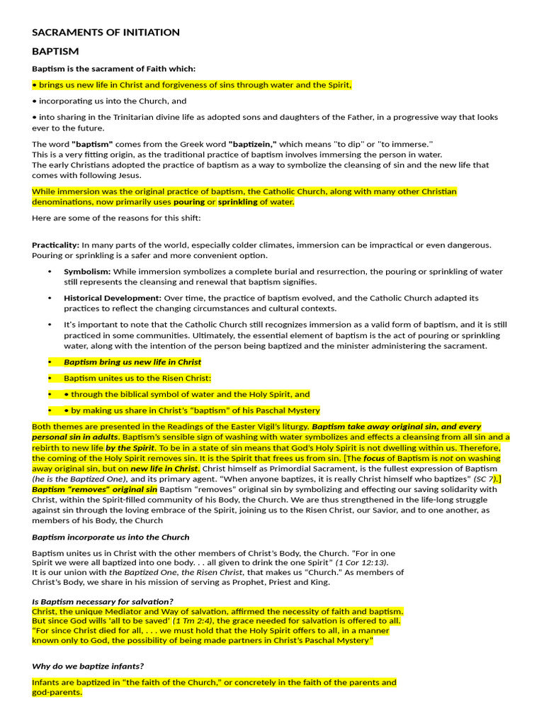 Sacrament of Initiation | PDF | Baptism | Eucharist