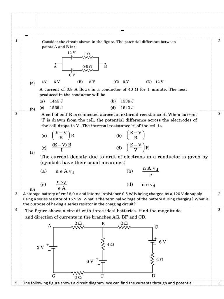 Chap3 Numericals | PDF | Electrical Resistance And Conductance | Voltage