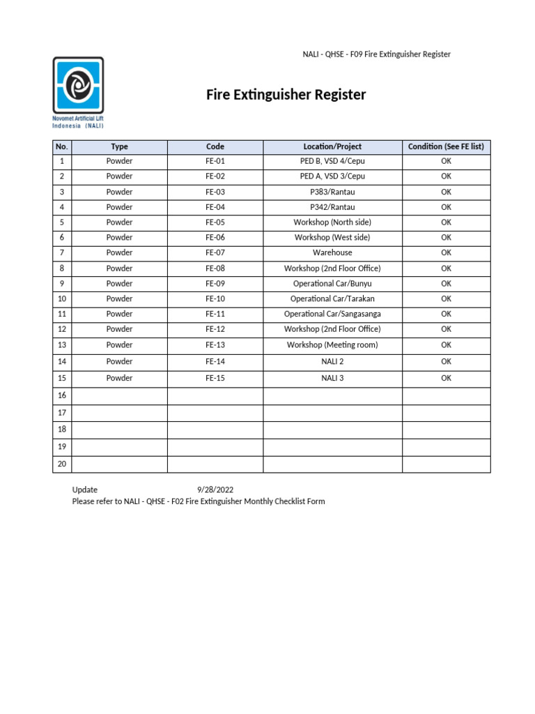 NALI - QHSE - F09 First Aid Register | PDF | Public Safety | First Aid