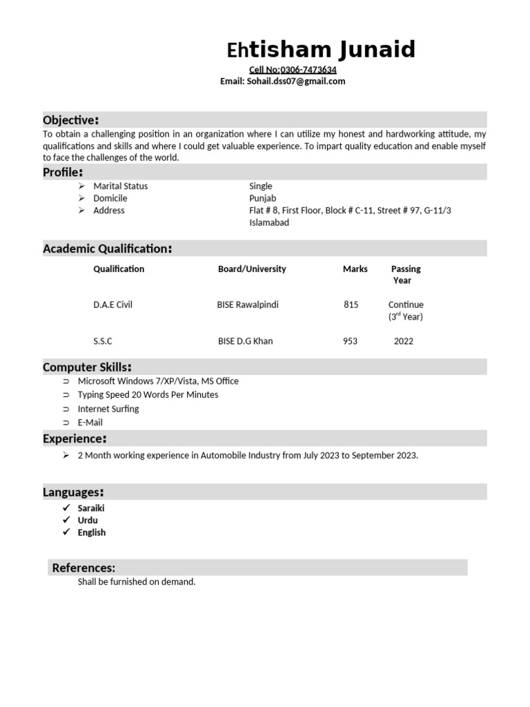 Ahtasham CV | PDF