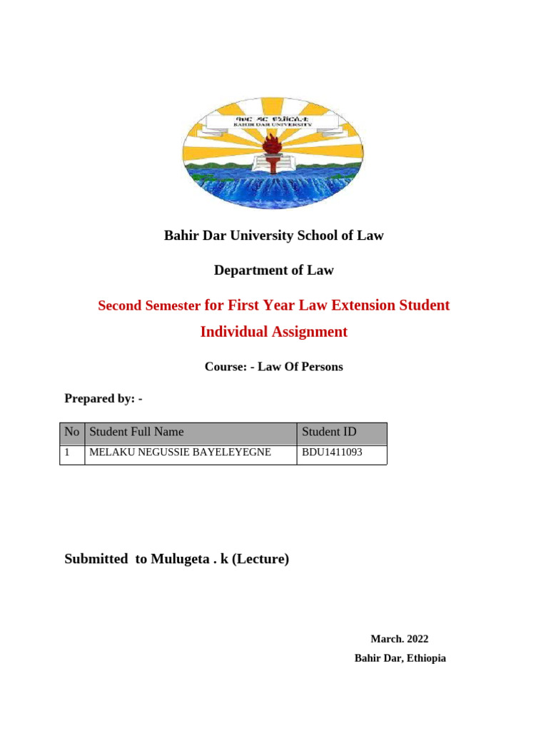 Law of Person Assiagnment | PDF | Ethiopia | Cultural Globalization