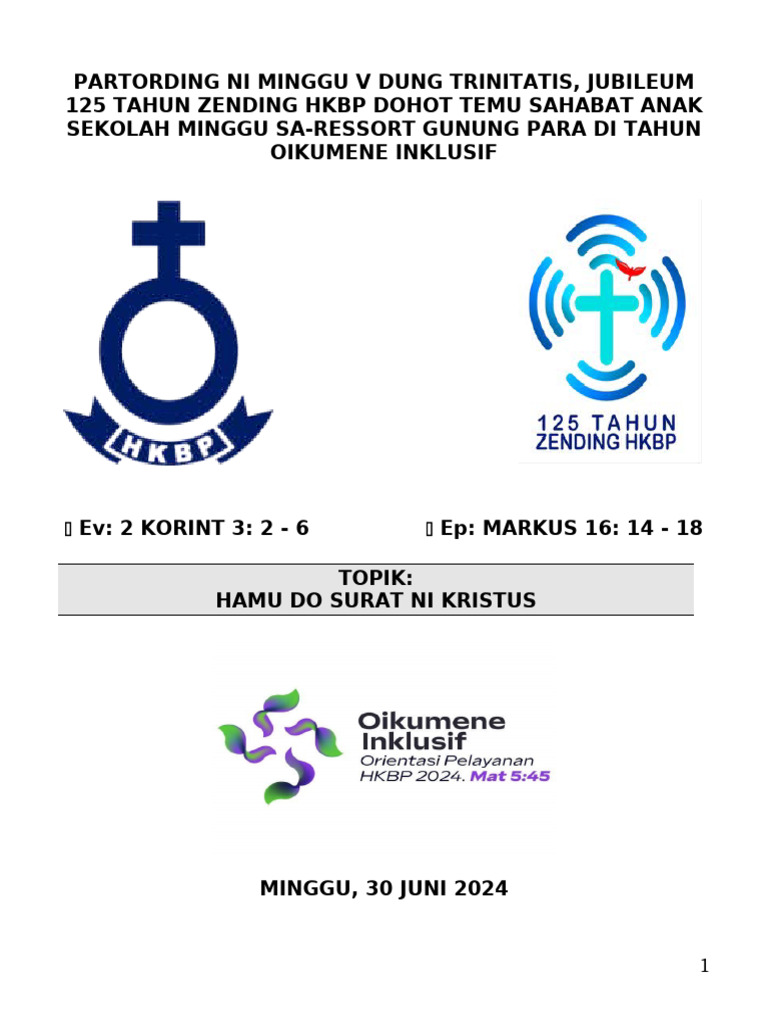 Acara Pesta Oikumene Nagaraja-1 | PDF