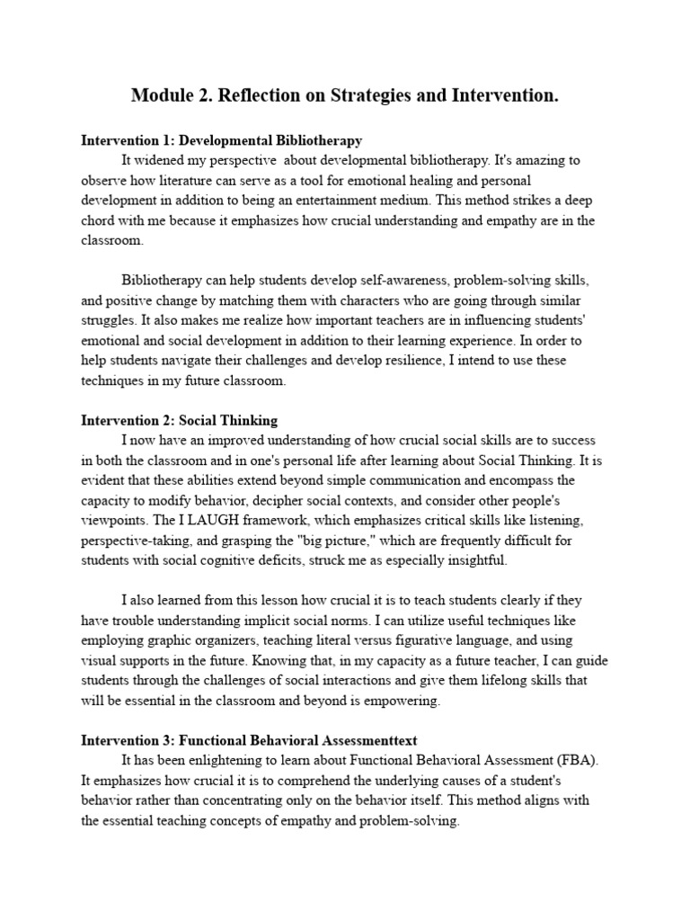 Module 2. Reflection On Strategies and Intervention. | PDF | Empathy | Liberal Arts Education
