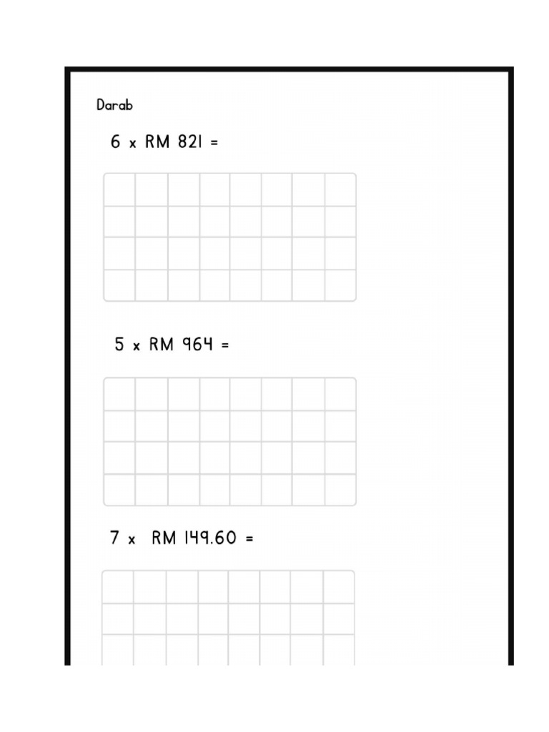 Latihan Matematik THN 3 Darab Dan Bahagi Wang | PDF
