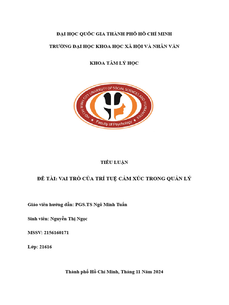 Tiểu Luận CK - TLH Quản Lý | PDF