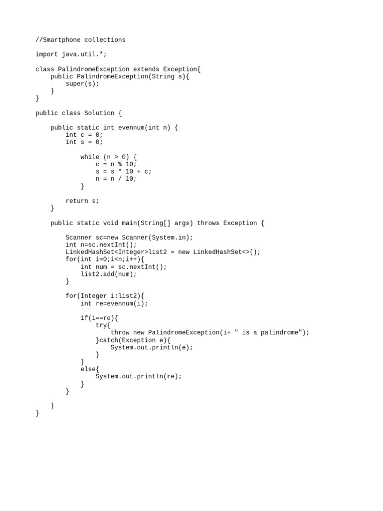 Palindrome Exception | PDF
