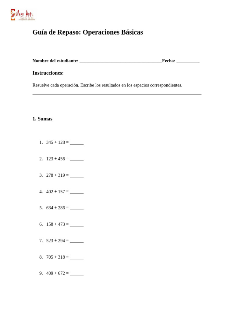 Guía de Operaciones Básicas | PDF