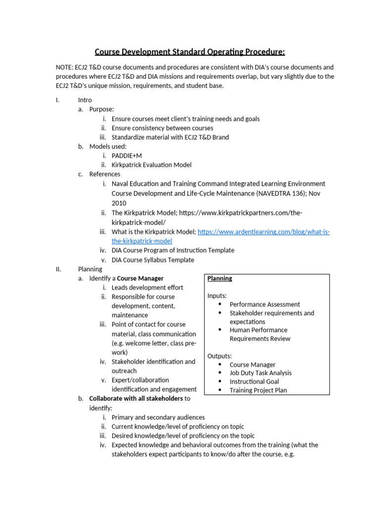 Course Development SOP Draft | PDF | Learning | Information