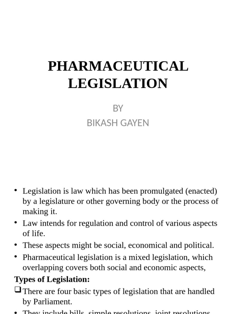 Overview of Pharmaceutical Legislation in India | PDF | Health Care ...