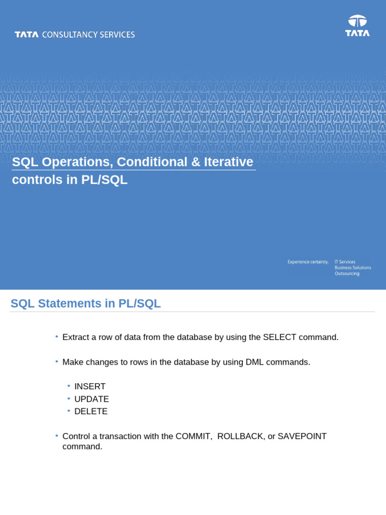 2SQL in PLSQL Control Structure and Loops | PDF | Control Flow | Pl/Sql 2SQL in PLSQL Control Structure and Loops | PDF | Control Flow | Pl/Sql