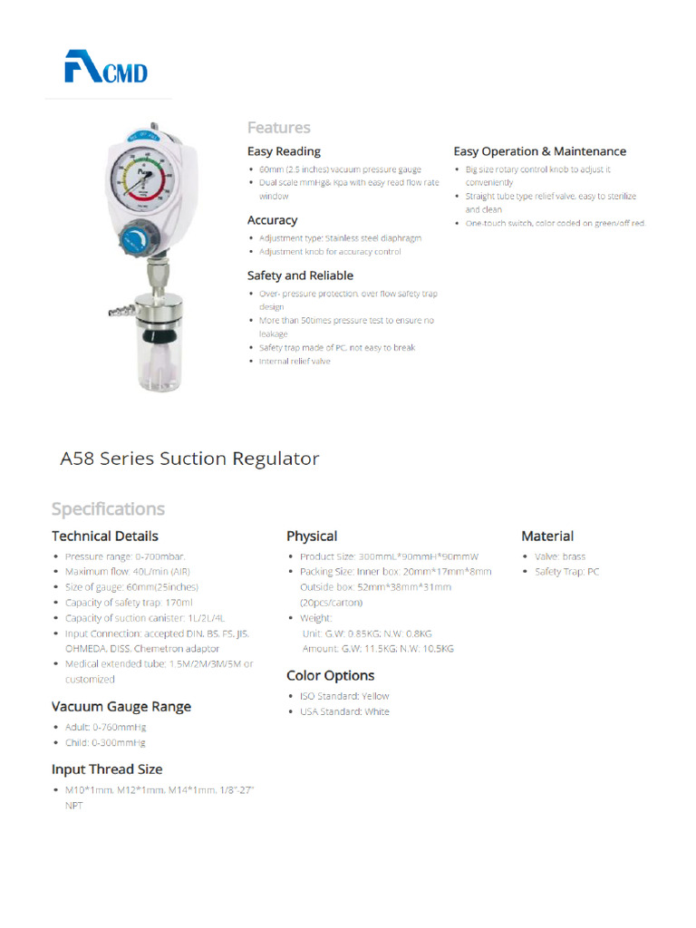 acmd suction regulator | PDF