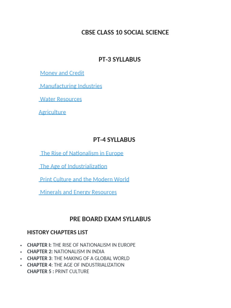 Cbse Class 10 Social Science | PDF
