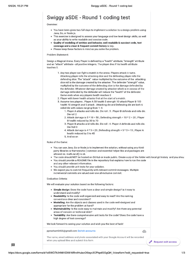 Swiggy Assignment | PDF