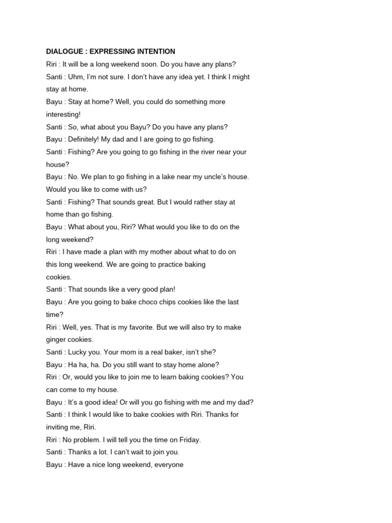 Dialogue Expressing Intention | PDF