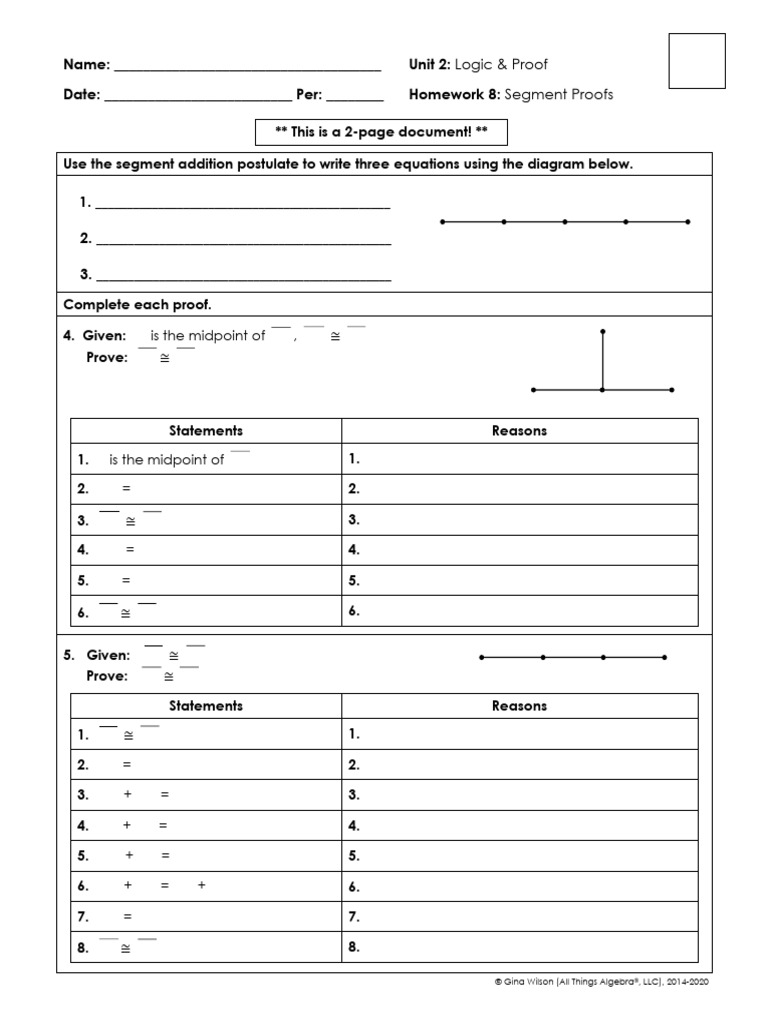 Geo - Homework - Lesson 2.2 (Blank) | PDF | Mathematics | Algebra