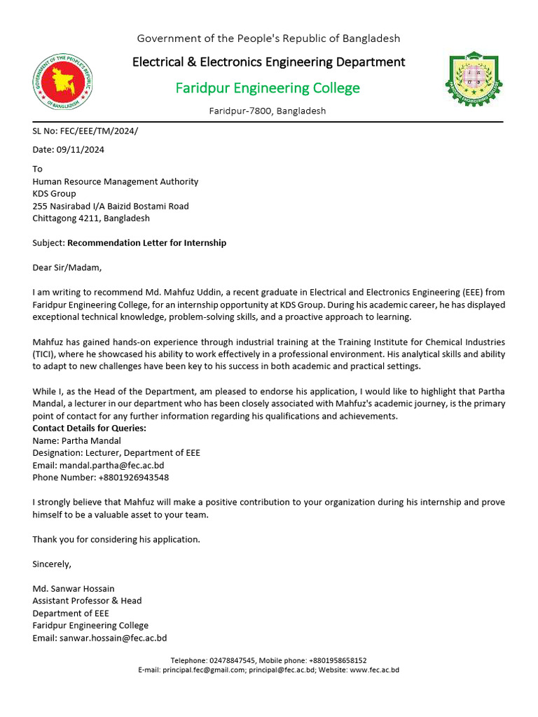 Internship Recommendation for KDS Group | PDF