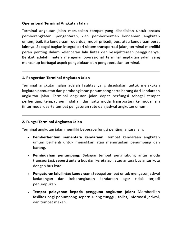 Operasional Terminal Angkutan Jalan | PDF