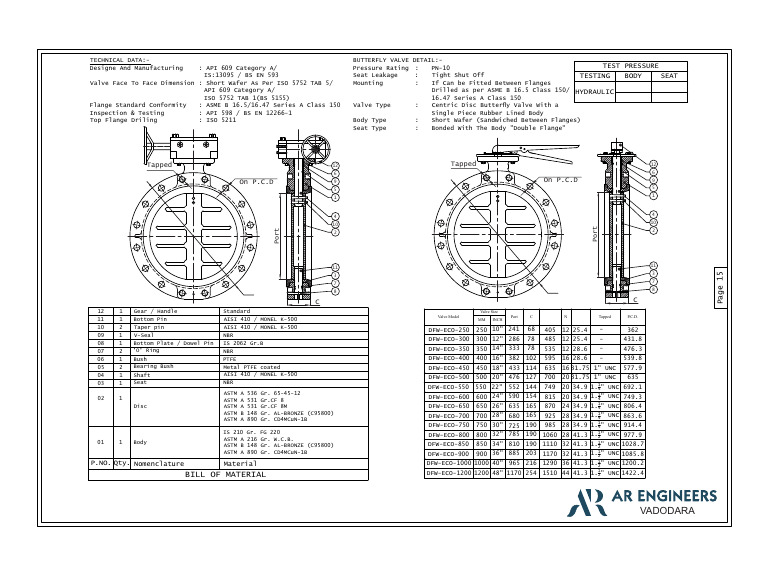 Butterfly Valve Technical Specifications | PDF | Valve | Mechanical ...