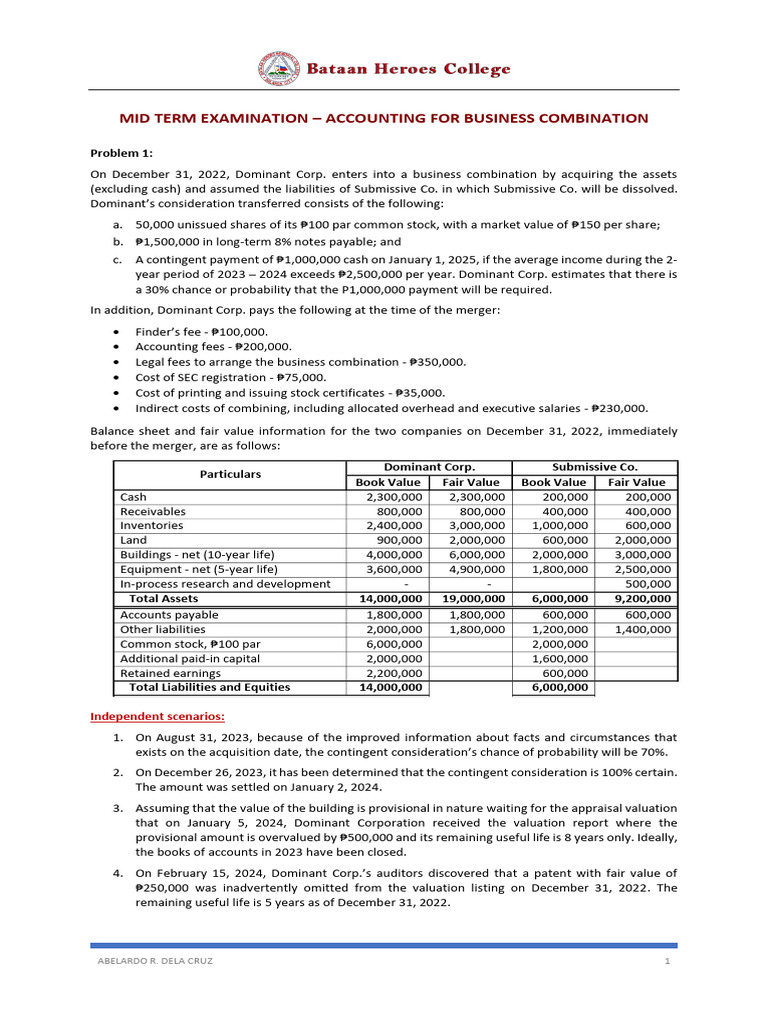 Midterm Exam ProfEd 103 ABC | PDF | Equity (Finance) | Valuation (Finance)