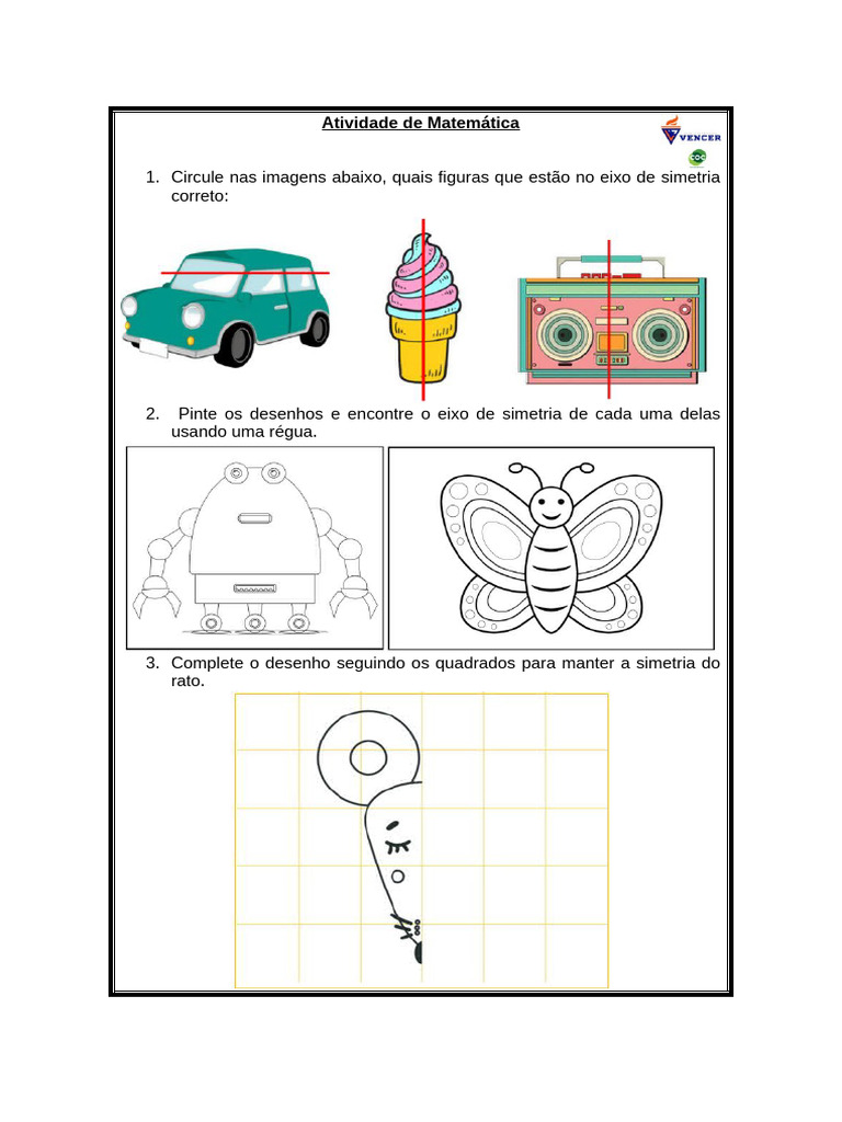 Atividade de Simetria para 4º Ano | PDF