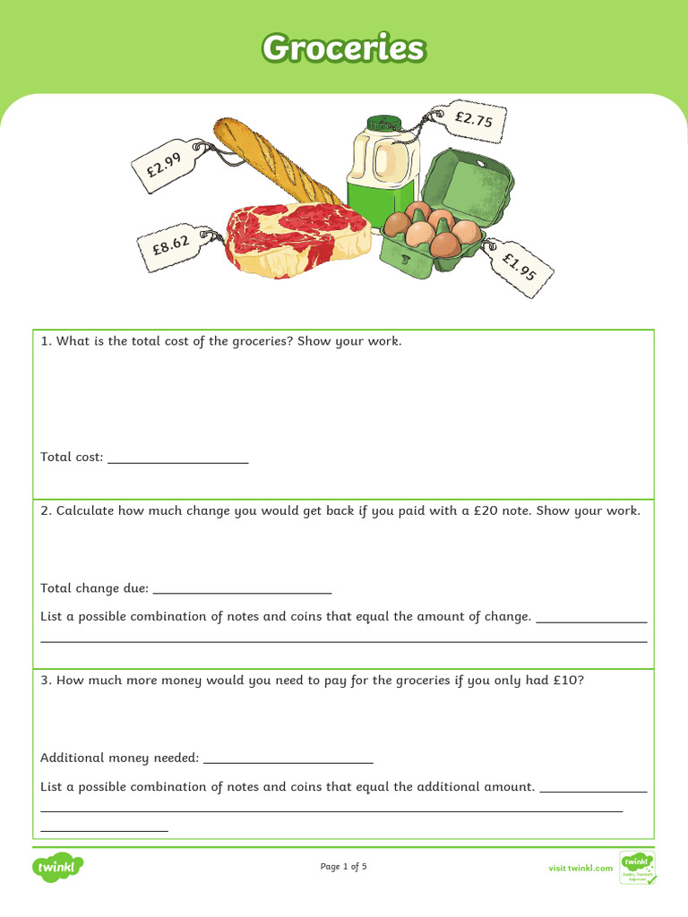 Life Skills Money and Maths Skills Activity | PDF | Cost | Trade