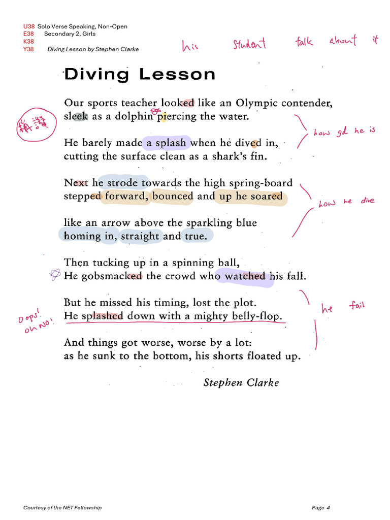 U38 S2 Solo Verse Speaking Diving Lesson | PDF