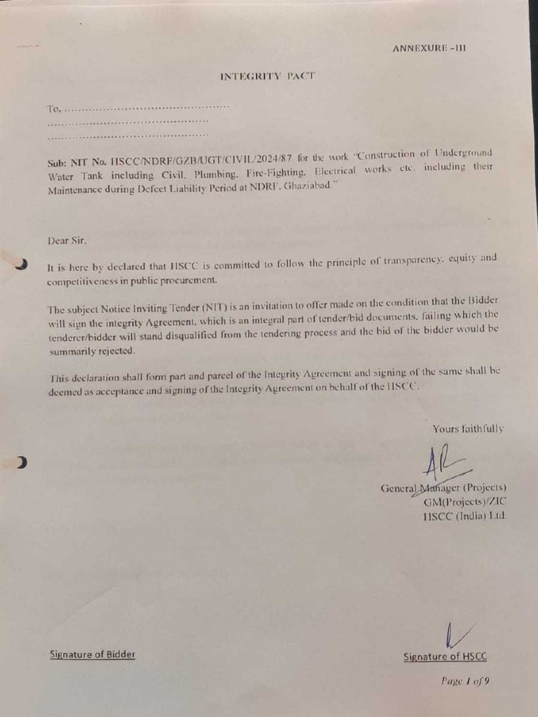 Integrity Pact and Agreement Annexure III | PDF